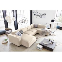 ATLANTIC HOME COLLECTION OTTO home Wohnlandschaft &raquo;Bulky U-Form&laquo; in U-Form und XXL Sitzfl&auml;che, modular aufgebaut beige B/H/T: 324cm x 70cm x 195cm, Feinstruktur, langer 