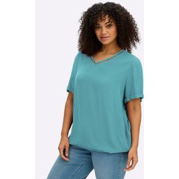 sheego Damen Schlupfbluseozean, Gr. 46, unifarben, 100% Viskose, Blusen