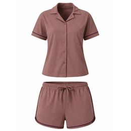 Leafletic Shorty 'Leafletic Women&rsquo;s Night Wear Short Set' Damen Gr&ouml;&szlig;e XS braun Sommerkleid