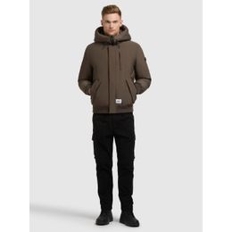 Khujo Herren Bomberjacke "CLEMAT", braun, Gr. M, unifarben, Web, 83% Polyester, 17% Elasthan, Jacken
