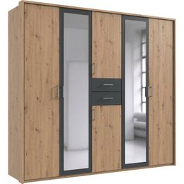 wimex Kleiderschrank &raquo;Diver Dreht&uuml;renschrank mit Spiegel, in der Breite: 225cm&laquo; Bestseller Schlafzimmerschrank wahlweise 3 Innenausstattungen grau B/H/T: 