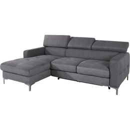 COTTA Ecksofa &raquo;Sammy L-Form&laquo; mit Kopfteilverstellung, wahlweise mit Schlaffunktion & Bettkasten grau Struktur (100% Polyester );Chenille (90% 