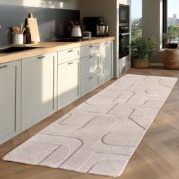 Ayyildiz Teppiche Teppich &raquo;POMPEI 1614 , auch als L&auml;ufer&laquo; rechteckig 12 mm H&ouml;he weiche pflegeleichte Oberfl&auml;che, Hoch-Tief-Struktur, Kurzflor beige Microfaser B : 80cm 