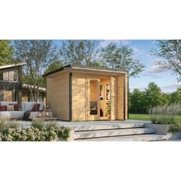 Weka Gartenhaus &raquo;Amberley&laquo; verschiedene Farben beige Massivholz Fu&szlig;boden im Gartenhaus, ohne Dacheindeckung