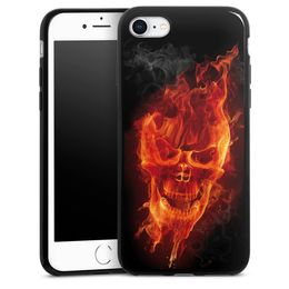 DeinDesign iPhone 8 Handy Slim Case extra d&uuml;nn Silikon Handyh&uuml;lle schwarz H&uuml;lle Totenkopf Skull Fire Silikon Slim Case