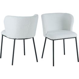 Salesfever 4-Fu&szlig;stuhl &raquo;Stuhl mit vier F&uuml;&szlig;en&laquo; (Set) 2 Stk.Zweier-Set mit abgerundeter R&uuml;ckenlehne schwarz-wei&szlig; Metall, Polyester B/H/T: 54,5cm x 76cm x