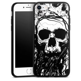 DeinDesign iPhone SE (2022) Handy Slim Case extra d&uuml;nn Silikon Handyh&uuml;lle schwarz H&uuml;lle Totenkopf Skulls Halloween Silikon Slim Case