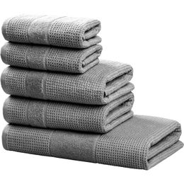 OTTO home Handtuch Set &raquo;Kimi, Duschtuch, Handt&uuml;cher und G&auml;stet&uuml;cher&laquo; Set 5 Walkfrottee 100% Baumwolle, einfarbig, weich, mit Bord&uuml;re, besondere 