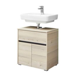 Waschbeckenunterschrank &raquo;Quickset 393&laquo; beige Holzwerkstoff Polar Pinie quer Nachbildung, B/H/T: 60cm x 64,4cm x 35cm, Schubladen: 1 Stk. T&uuml;ren: 2 Stk.