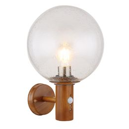 Globo LIGHTING Au&szlig;en-Wandleuchte &raquo;OSSY&laquo; E27 1 Stk. Au&szlig;enlampe/holzoptik/IP44/Terrasse/Wand/Glas/Sensor braun 1 Stk.