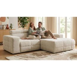 OTTO home Ecksofa &raquo;Ballerup 211 x 175 cm, auch mit verstellbarer Sitztiefe&laquo; Kopfteile verstellbar, Pet Friendly Bezug, L-Form beige 100% Polyester B/H