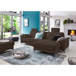3C Carina Ecksofa &raquo;Burnaby bequem und modern, Breite 296cm, 12cm hoher Fu&szlig;, L-Form&laquo; 2 Kopfst&uuml;tzen, optional mit Schlaf- und motorischer Relaxfunktion 