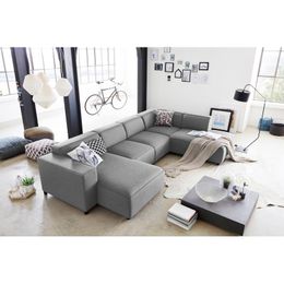 ATLANTIC HOME COLLECTION OTTO home Wohnlandschaft &raquo;Bulky U-Form&laquo; in U-Form und XXL Sitzfl&auml;che, modular aufgebaut grau B/H/T: 324cm x 195cm, Feinstruktur, langer Schenkel 