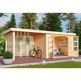 Karibu Gartenhaus &raquo;Arnis 4&laquo; beige Holzwerkstoff ohne Fu&szlig;boden, R&uuml;ckwand Seitenwand