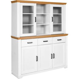 Inter Link Buffet &raquo;Maluno, Kiefer Massivholz, K&uuml;chenschrank, Geschirrschrank&laquo; 1 Stk. tlg. mit soft-close, Stauraum, BxTxH: ca.166,4 x 48,3 x 199,4 cm wei&szlig; 