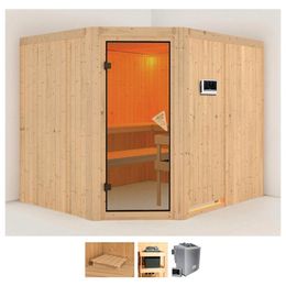Karibu Sauna &raquo;Marit&laquo; Set, Ofen 9 kW Bio externe Strg easy beige Bio-Kombiofen, externe Steuerung, 9 kW