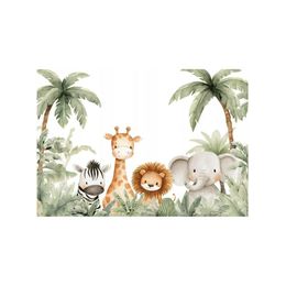 WALLARENA Fototapete Kinderzimmer Tiere in Gr&uuml;n | Gr.: 150 x 105 cm