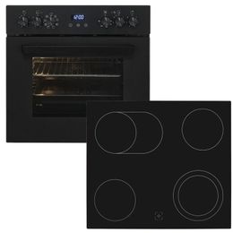 exquisit Backofen-Set &raquo;EHE367-HBZ-120 mattschwarz&laquo; Backofen Glaskeramikkochfeld, 2 Stk. tlg. Vielseitiger Grill und 4-Zonen-Glaskeramikkochfeld &ndash; 