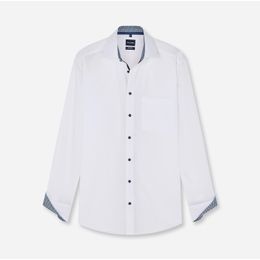 OLYMP Herren Langarmhemd "Luxor", wei&szlig;, Gr. 47, unifarben, Web, Obermaterial: 100% Baumwolle, Hemden, Businesshemd, New-Kentkragen, Comfort Fit