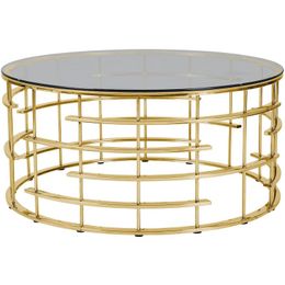 Salesfever Couchtisch &raquo;Glastisch: Stil und Funktionalit&auml;t Wohnzimmertisch&laquo; Gestell gefertigt aus rostfreiem Edelstahl gold Metall, Sicherheitsglas B/H