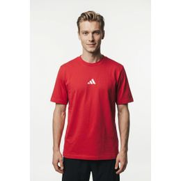Herren T-Shirt "ESSENTIALS SMALL LOGO SINGLE JERSEY", rot, Gr. XXL, adidas Sportswear, Obermaterial: 100% Baumwolle, Shirts, sportliches
