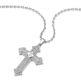 Police Herren Kette mit Anh&auml;nger &raquo;Stoneset Kreuz&laquo; mit Kristallstein (synth.) Edelstahl, L: 55 B: 2mm