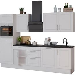 Optifit K&uuml;che &raquo;Ahus&laquo; Breite 280 cm,wahlw. mit E-Ger&auml;ten,Soft Close Funktion,MDF Fronten grau B/H/T: 280cm x 211,8cm x 60cm, ohne E-Ger&auml;te