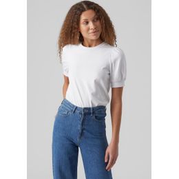 V&eacute;ro Moda VERO MODA Damen T-Shirt "VMKERRY 2/4 O-NECK TOP VMA JRS NOOS", wei&szlig;, Gr. S, unifarben, Jersey, Obermaterial: 100% Baumwolle, Shirts, mit