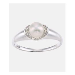 Diamant L'&eacute;ternel Ring aus 375 Wei&szlig;gold mit 0.01 Karat Diamant mit Perle | Gr.: 54