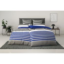 OTTO home Bettw&auml;sche &raquo;Majoran&laquo; 3 gestreifte Bettw&auml;sche in 4 Qualit&auml;ten, Marke H.I.S by OTTO home blau Linon, Obermaterial: 100% Baumwolle B/L: 200cm x