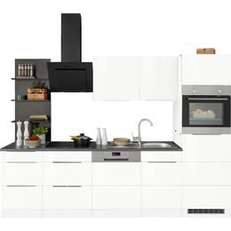 KOCHSTATION K&uuml;chenzeile &raquo;KS-Brindisi Breite 280 cm&laquo; wahlweise mit E-Ger&auml;ten und Induktion, mit MDF-Fronten und Regal wei&szlig; B/H/T: 280cm x 200cm x 60cm,