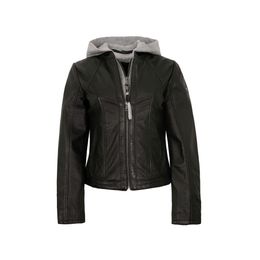 Mauritius Lederjacke Lammnappa Kapuze in Schwarz | Gr.: XL