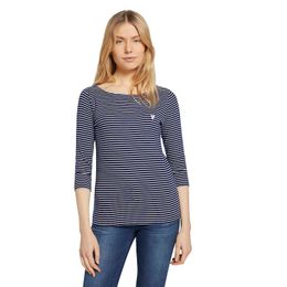 Tom Tailor Damen Tom Tailor 3/4-Arm-Shirt mit Streifenmuster blau S (36)