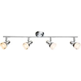 Globo LIGHTING Deckenspot &raquo;ALASKA&laquo; LED-Modul 1 Stk. Warmwei&szlig; LED Strahler verchromt mit Glaskristallen, beweglich, LED 4x4W silber 4, H: 17cm, 1 Stk.