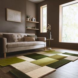 FLAIR RUGS L&auml;ufer &raquo;Abstract Collage, 100% Wolle, Karo Design,&laquo; rechteckig 11 mm H&ouml;he Patchwork, modern, mehrfarbig, L&auml;ufer, Wohnzimmer, Flur, 
