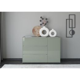 set one by Musterring Sideboard &raquo;Reno&laquo; 1 Stk. tlg. Mit Gleitern und in verschiedenen Farben erh&auml;ltlich gr&uuml;n Glas, Holzwerkstoff B/H/T: 137cm x 94cm x 