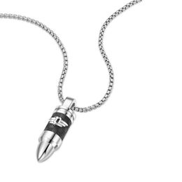 Police Herren Kette mit Anh&auml;nger &raquo;Rock Munition Patrone&laquo; Carbon Edelstahl, L: 55 B: 2mm