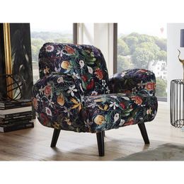 OTTO home Sessel &raquo;Ben&laquo; mit Wellenunterfederung, Massivholzf&uuml;&szlig;e, frei im Raum stellbar bunt Samtstoff, B/H/T: 88cm x 84cm x 86cm