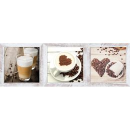 Bild mit Rahmen &raquo;3er-Set gerahmte Bilder KAFFEE 3x23x23 cm &ndash; Deko f&uuml;r K&uuml;che & Bar&laquo; Getr&auml;nke Kaffee Kaffee Bilder 1 Stk. tlg. mehrteiliges Bilder-Set, 