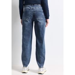 Street One Damen Loose-fit-Jeans, blau, Gr. 33, unifarben, Jeans, 82% Baumwolle, 15% Polyester, 3% Elasthan, Jeans, High Waist