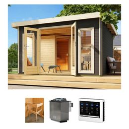 Konifera Saunahaus &raquo;Maiko 3 SET B&laquo; Ofen 9 kW Bio externe Strg easy grau Bio-Ofen, externe Steuerung, 9 kW