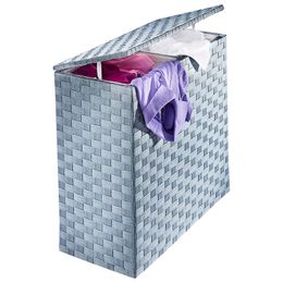 Locker W&auml;schesortierer Nylongeflecht, H&ouml;he 64 cm grau Massivholz B/H/T: 66cm x 64cm x 32cm