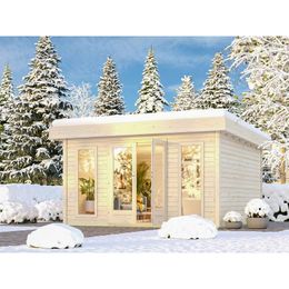 Karibu Gartenhaus &raquo;Neuklostersee&laquo; aus hochwertiger nordischer Fichte beige Holzwerkstoff ohne Fu&szlig;boden, ohne R&uuml;ck- und Seitenwand, ohne Dacheindeckung