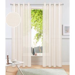 OTTO home Gardine &raquo;Kyllo&laquo; &Ouml;sen 2 Stk. tlg. Leinen-Look, halbtransparent, &Ouml;sen- Aufh&auml;ngung, Pflegeleicht beige Polyester, Polyester 175cm, &Ouml;sen, 140cm
