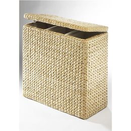 Locker W&auml;schesortierer geflochtene Binse, H&ouml;he 64 cm beige Binsengeflecht B/H/T: 66cm x 64cm x 32cm