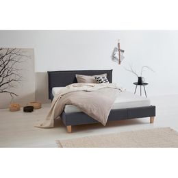 OTTO products Polsterbett &raquo;Heddi&laquo; in 5 Breiten: von 90cm-200cm, Biese am Kopfteil, Strukturstoff schwarz Bezug Struktur fein (100% recyceltes 