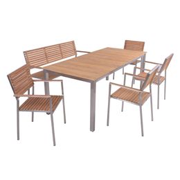 Garden Pleasure Gartenm&ouml;belset 'Dallas/Denver' f&uuml;r 7 Personen Edelstahl