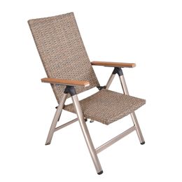 Garden Pleasure Gartenstuhl 'Florence' klappbar Aluminium braun 59 x 108 x 70 cm