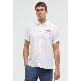 CAMP DAVID Herren Kurzarmhemd, wei&szlig;, Gr. XXL, bedruckt, Web, Material: 100% Leinen, Hemden, mit Kentkragen