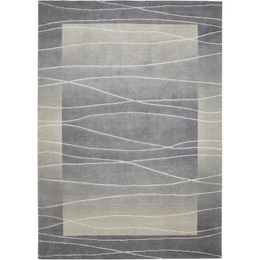 LUXOR living Wollteppich &raquo;Lineo, handgekn&uuml;pft&laquo; rechteckig 14 mm H&ouml;he Nepalteppich, reine Wolle, mit Bord&uuml;re, Wohnzimmer silber Schurwolle B : 200cm 1 